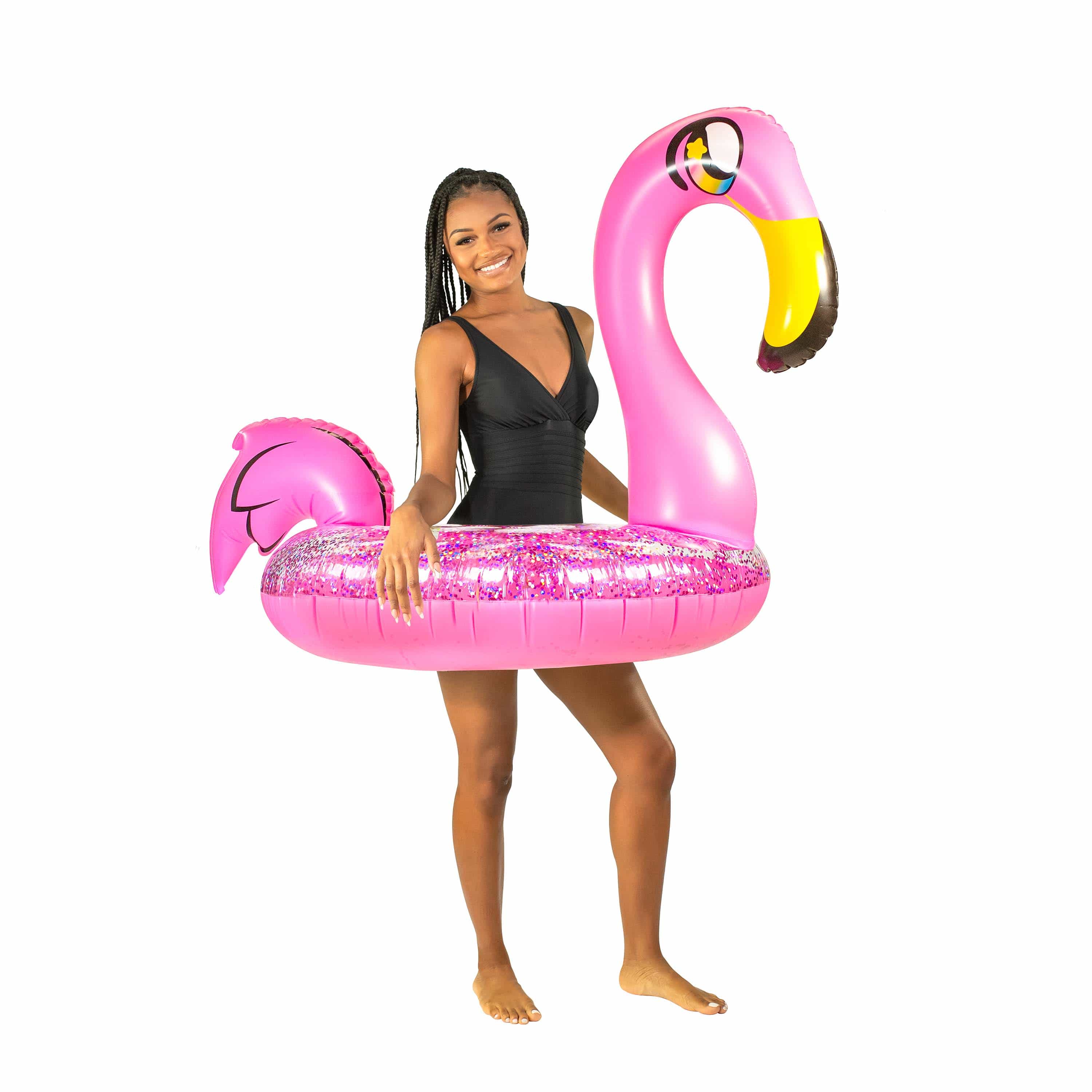 Inflatable Flamingo Pool Tube Glitter – PoolCandy